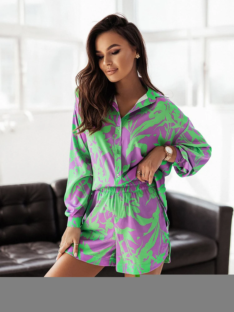 Fashion Casual Women 2 Piece Set Vacation Women Summer Print Bohemian ...