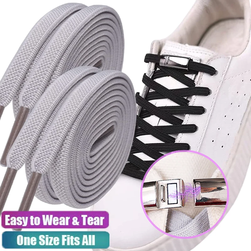 1Pairs-Elastic-No-Tie-Shoelaces-Magnetic-Lock-Shoe-Laces-for-Kids-and ...