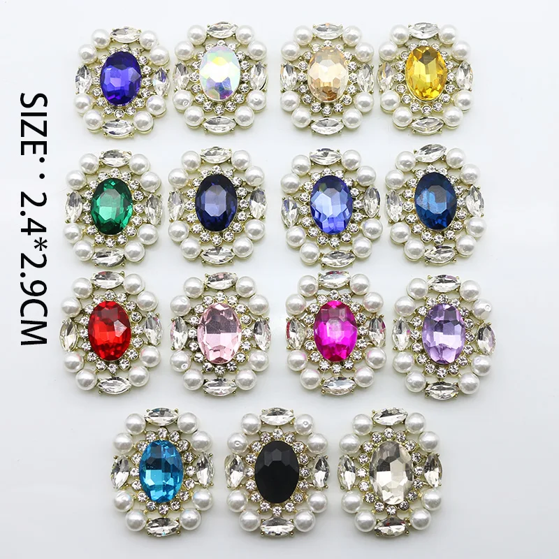 DIY-5pcs-New-Metal-Colored-Crystal-Flat-Bottomed-Rhinestone-Oval ...