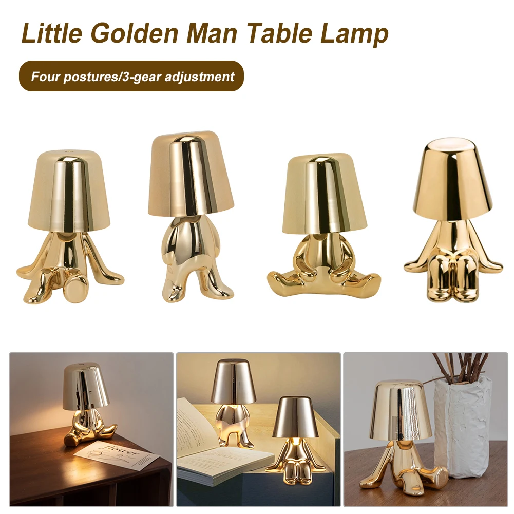 USB-Rechargeable-Cute-Little-Golden-Man-LED-Night-Lights-Dimmable-Table ...