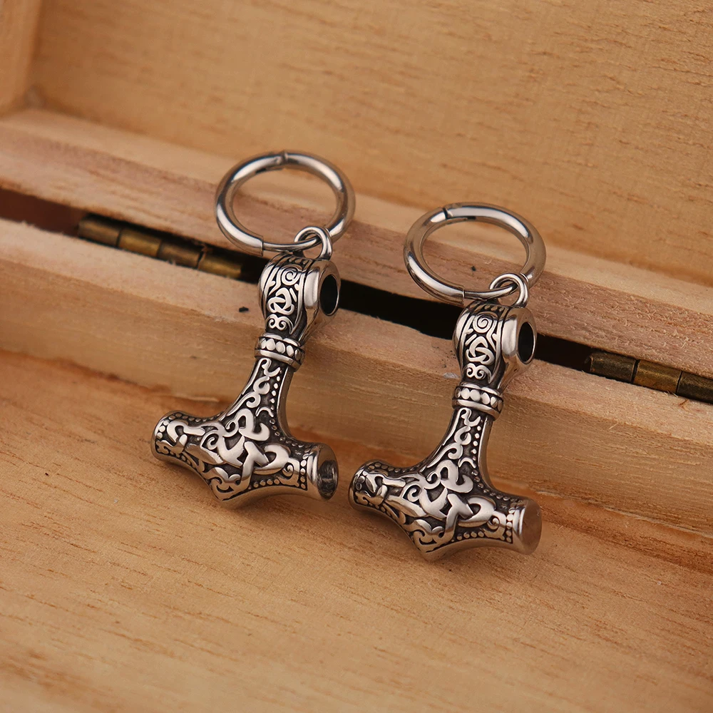 Stainless-Steel-Fashion-Vikings-Thor-Hammer-Earrings-for-Men-Nordic ...