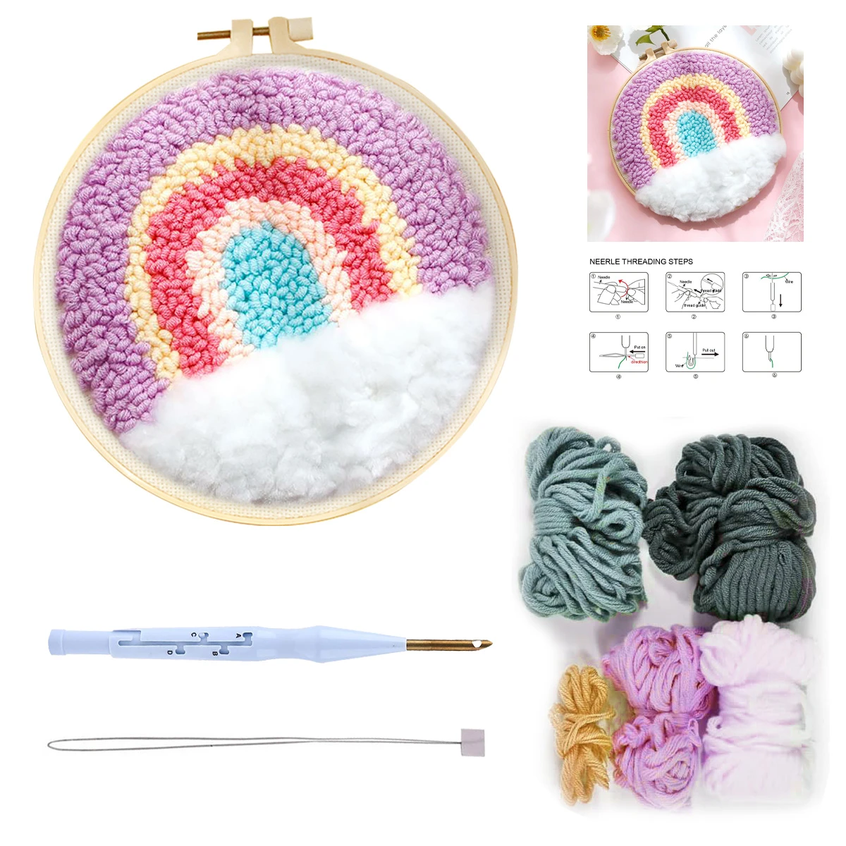 RUOPOTY Diy Punch Needle Embroidery Starter Kits For Beginner Kids ...