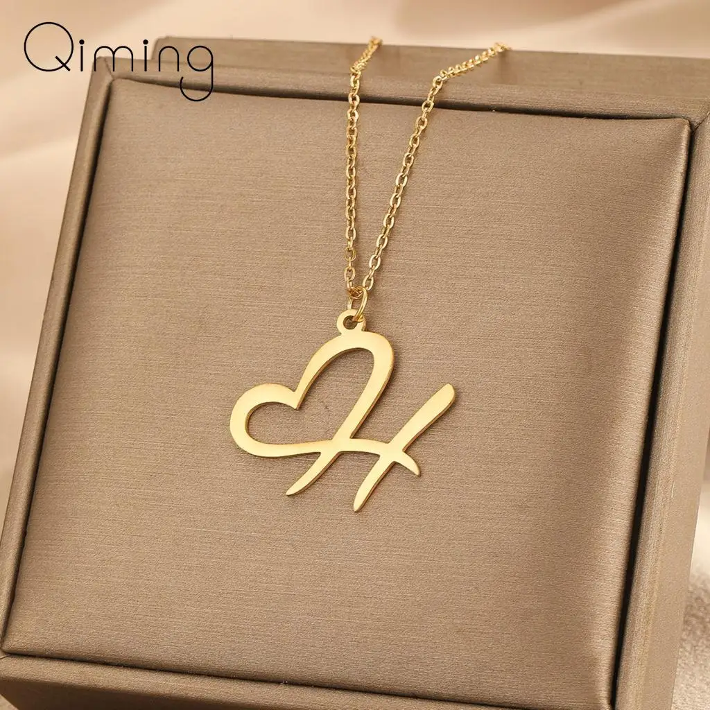 Love-Heart-26-Letters-Pendant-Necklace-Wedding-Jewelry-Initial ...