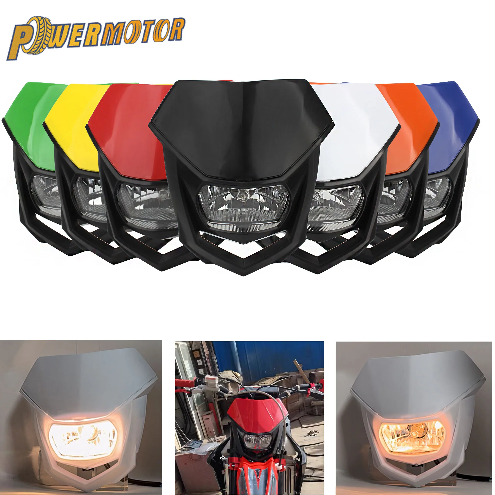 Powermotor-Enduro-Motorcycle-Mask-Universal-Moto-Halogen-for-KTM-Honda ...