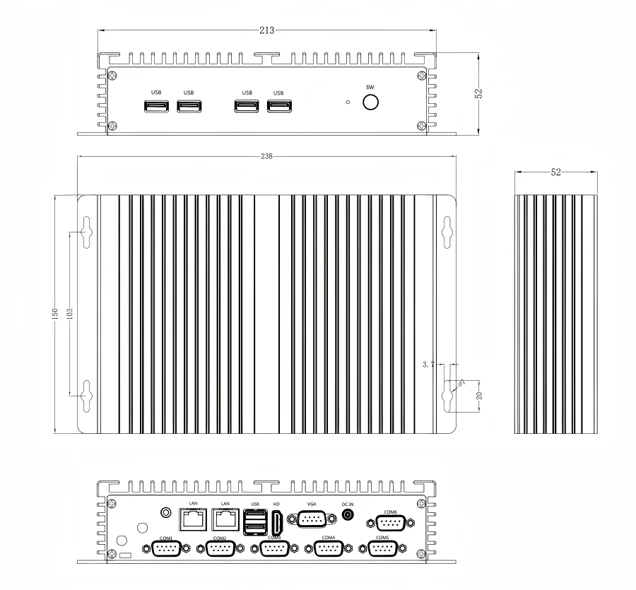 Core i7 8550U RS232 485 COM-порт с двумя дисплеями Промышленный ...