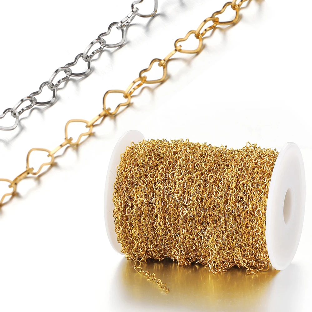 No-Fade-1Meter-Stainless-Steel-Chains-4mm-Love-Heart-Chain-for-Jewelry ...