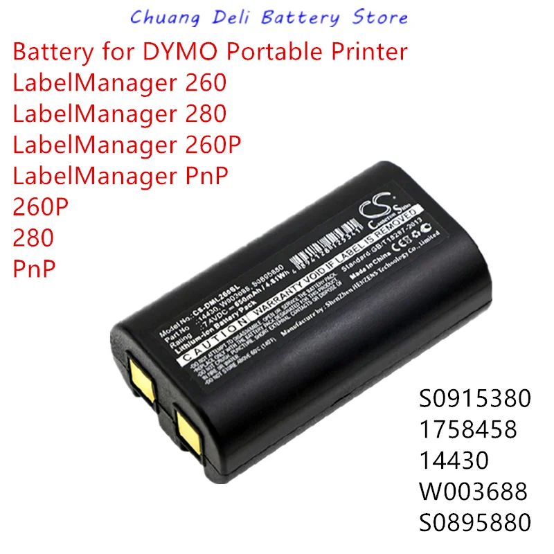 Battery for DYMO Portable Printer LabelManager 260 LabelManager 280 ...