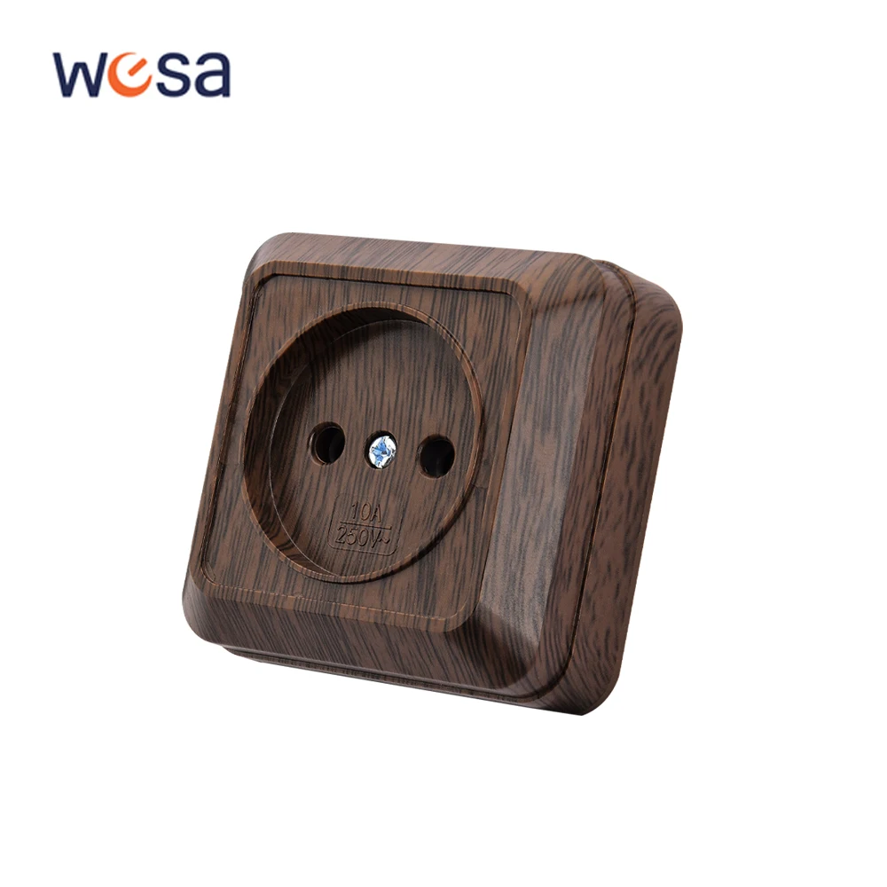 WESA-Wooden-Paint-Wall-Surface-Socket-Plug-EU-Exterior-Electrical ...