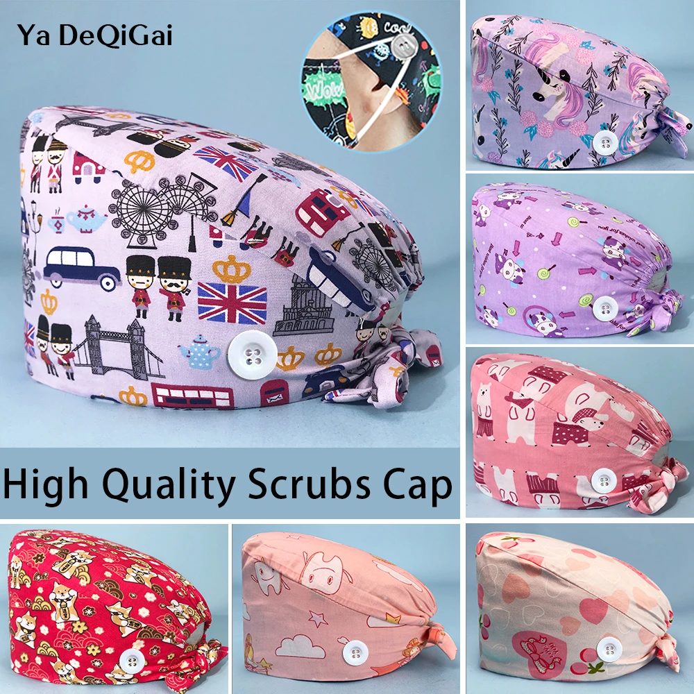 Medical Scrubs Hats Printed Doctors Surgical Nurse Operating Room Caps ...