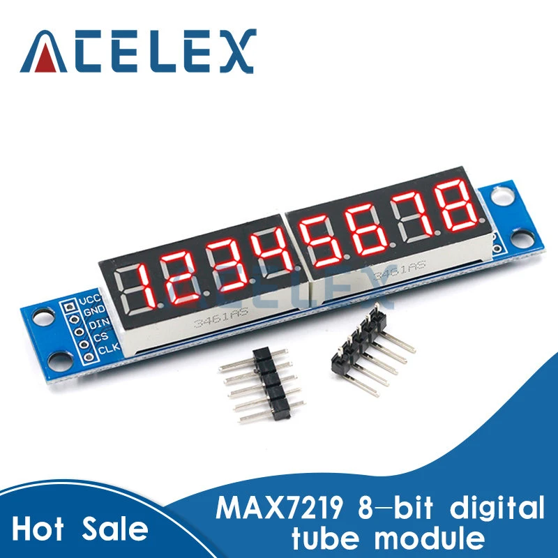 MAX7219 LED Dot Matrix 8 Digit Digital Tube Display Control Module 3.3V 5V Microcontroller ...