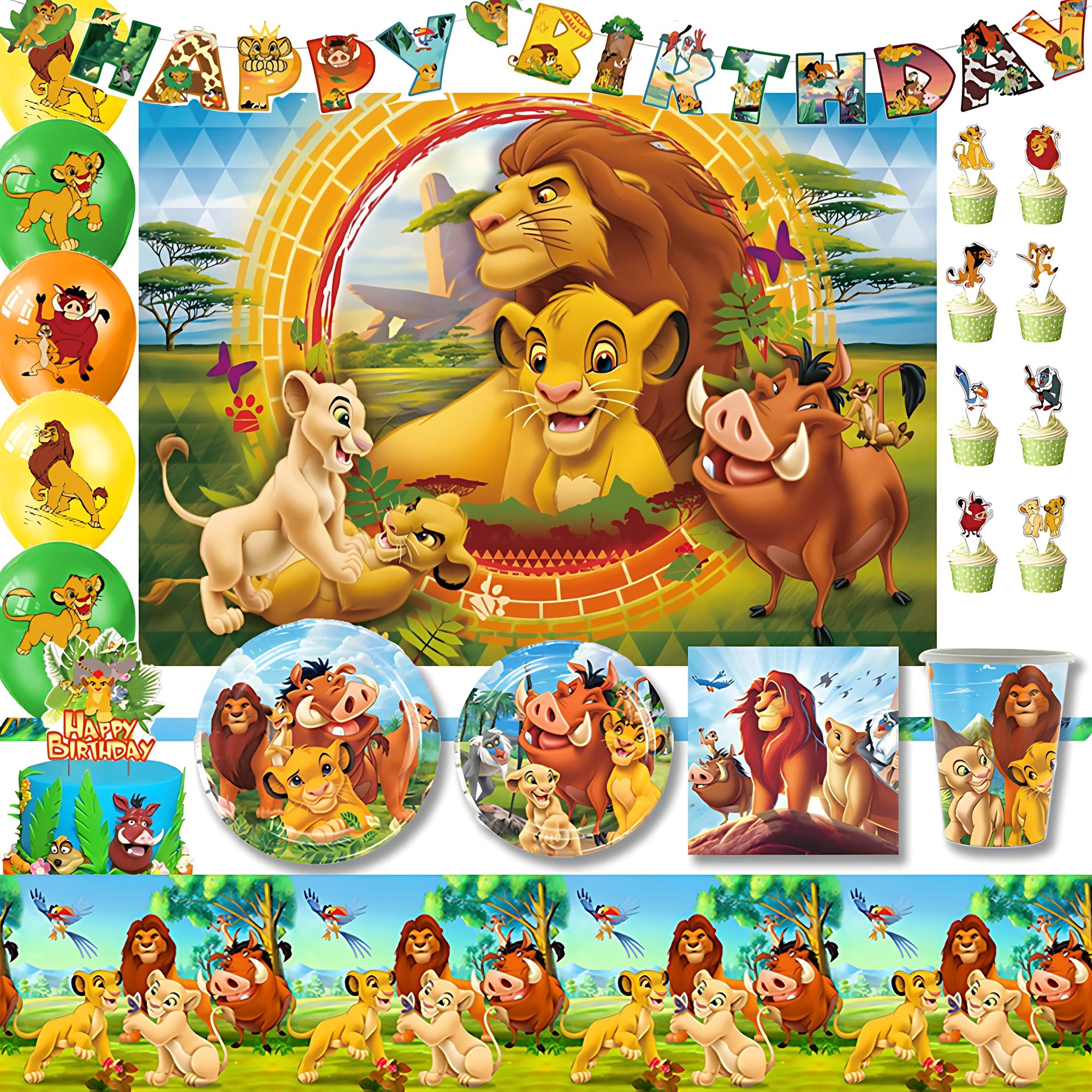 The-Lion-King-Simba-Theme-Birthday-Party-Disposable-Tableware-Balloon ...