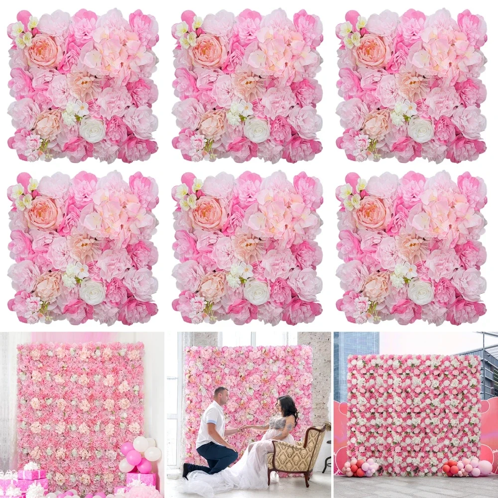 6PCS-Artificial-Flowers-Roses-Wall-Panel-3D-Flower-Backdrop-for-Wall ...