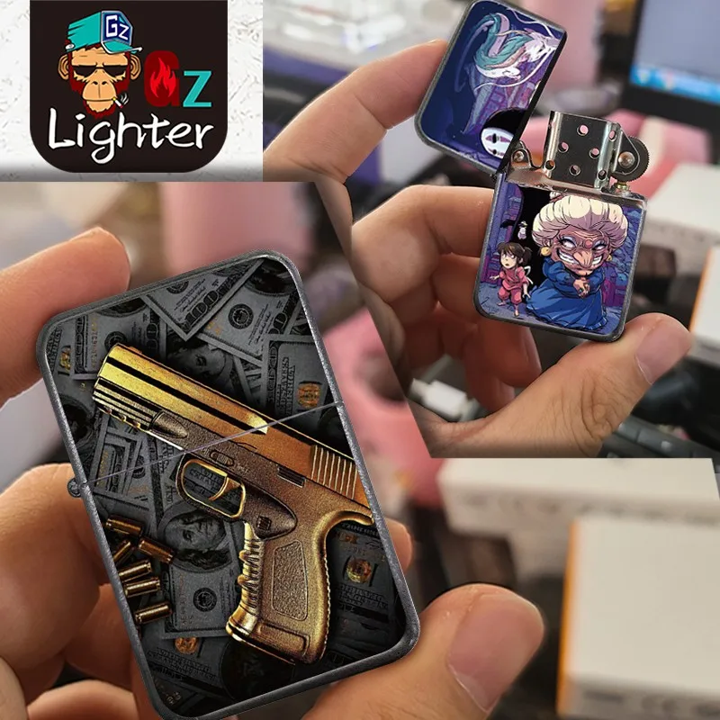 Anime-Cartoon-metal-querosene-Isqueiro-Rebolo-prateado-fosco-imagem-de ...