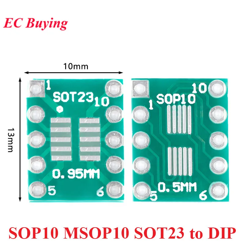 10pcs/lot SOP10 MSOP10 SOT23 to DIP SMD Turn DIP10 0.55mm/0.95mm Pitch ...