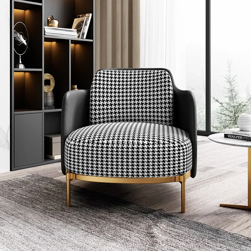 Light-Luxury-Single-Seat-Leather-Sofa-Chair-Thousand-Bird-Grid ...
