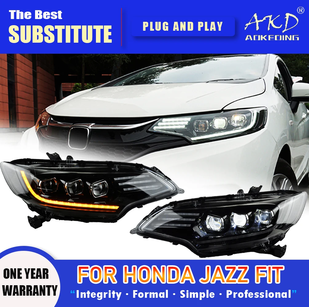 AKD Head Lamp for Honda Jazz Fit LED Headlight 2014-2019 Headlights Fit ...