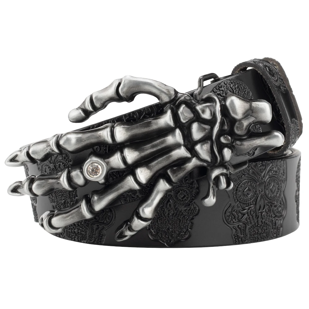 Embossed Leather Belt | Alloy Embossed Belt | Retro Personality | Skull ...