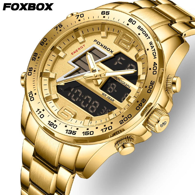 FOXBOX-Fashion-Luxury-Dual-Time-Electronic-Man-Watch-Business-Stainless ...