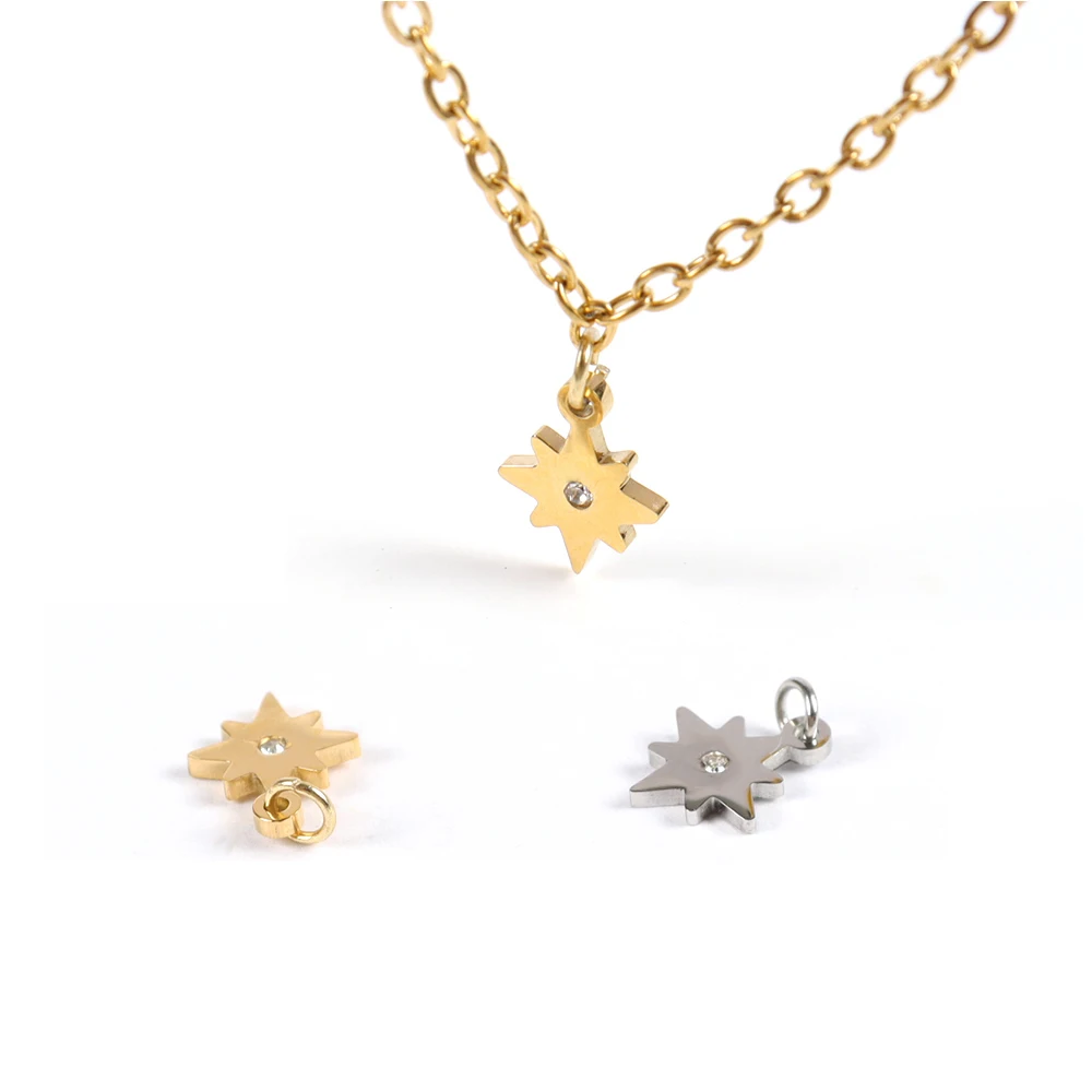 5PCS Stainless Steel Irregular Octagonal Star Charm Pendant for Jewelry ...