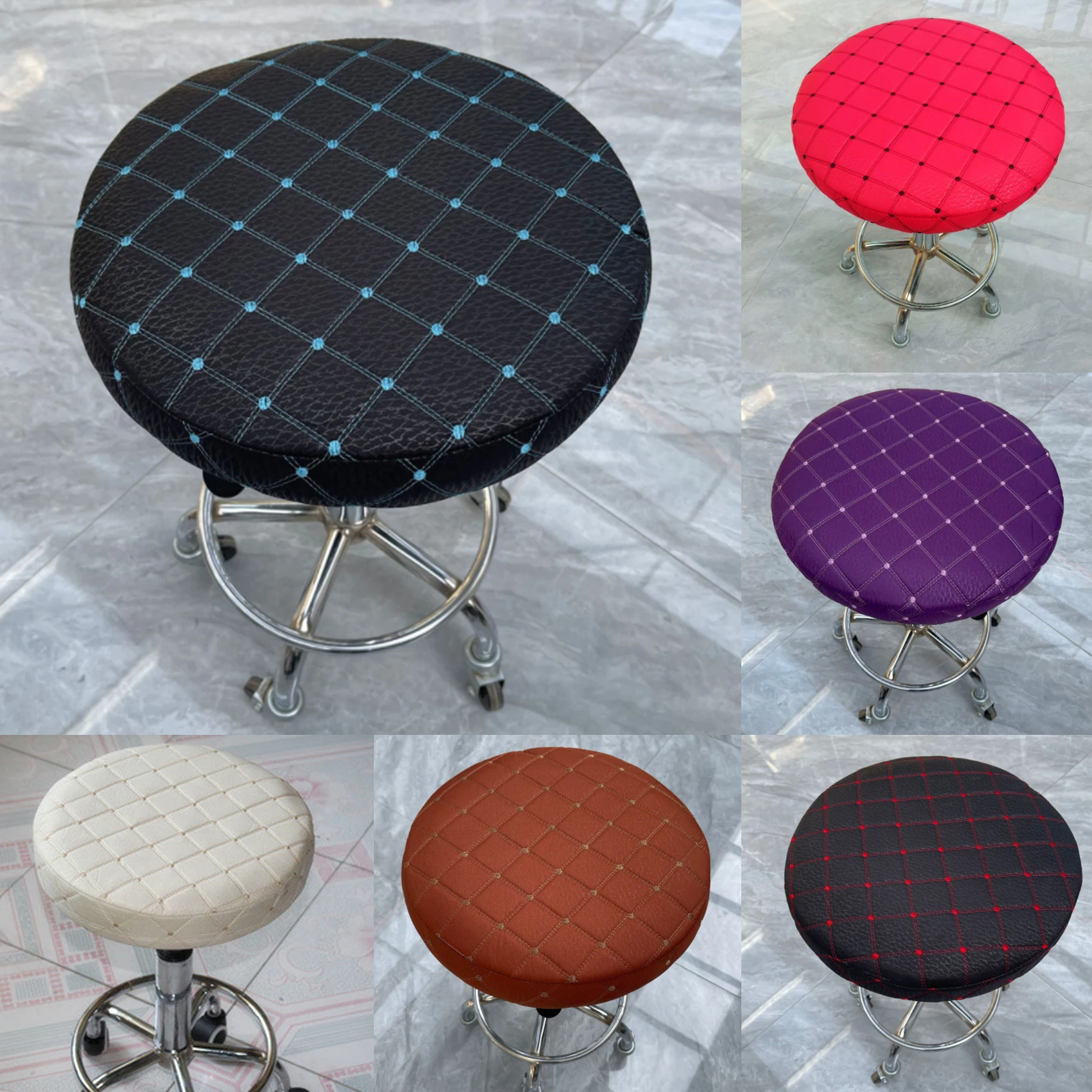 Round-Stool-Chair-Cover-Elastic-Bar-Chair-Covers-Swivel-Chair-Slipcover ...