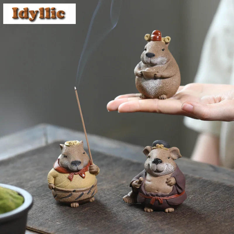 Yixing Zisha Capybara Eight Precepts Wukong Incense Holder Tea Pet ...