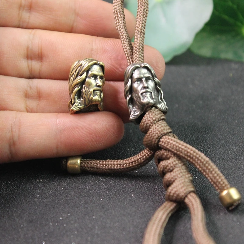 Christianity Jesus Savior Head Sculpture Brass Paracord Beads DIY EDC ...