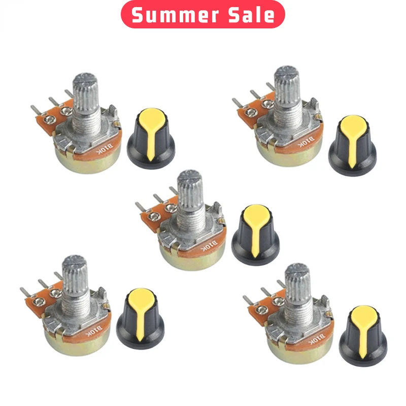 5 Set WH148 potenziometro 1K 10K 20K 50K 100K 250K 500K 15MM 3pin ...