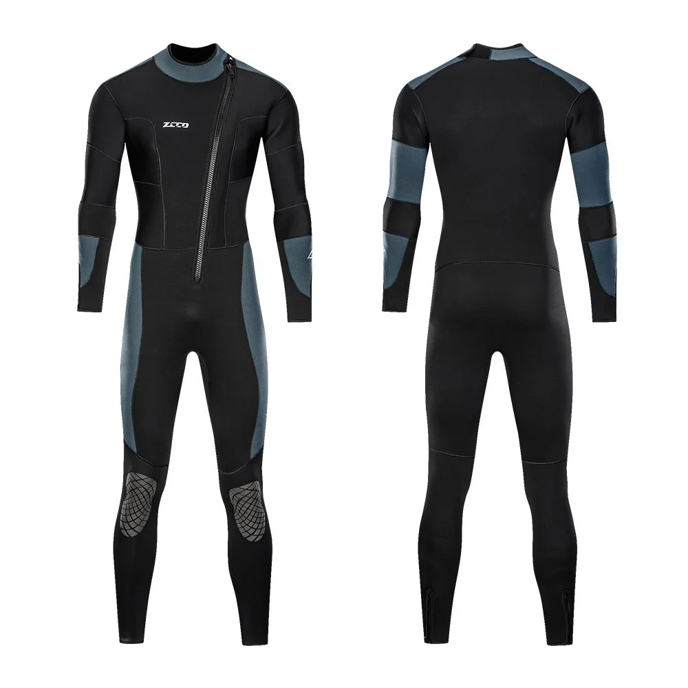 Engrossado 5mm wetsuit neoprene comprimento total zíper frontal wetsuit ...