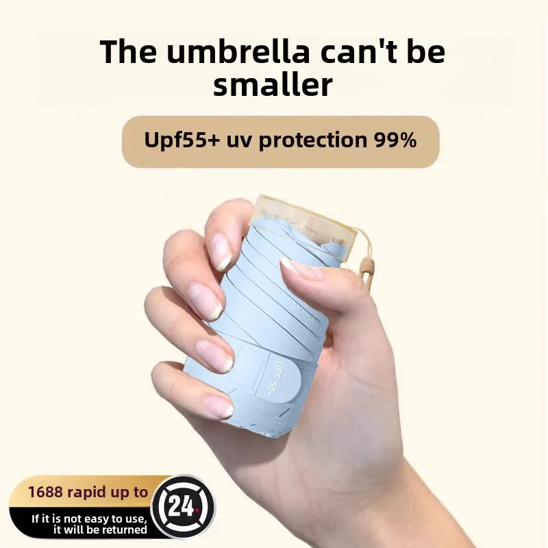 Mini Umbrella Strong Double Bone Sun Umbrella UV Protection Six-Fold ...