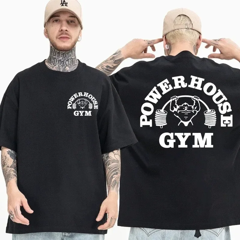 Powerhouse-Gym-Print-T-shirt-Men-Women-Running-Bodybuilding-Oversized ...