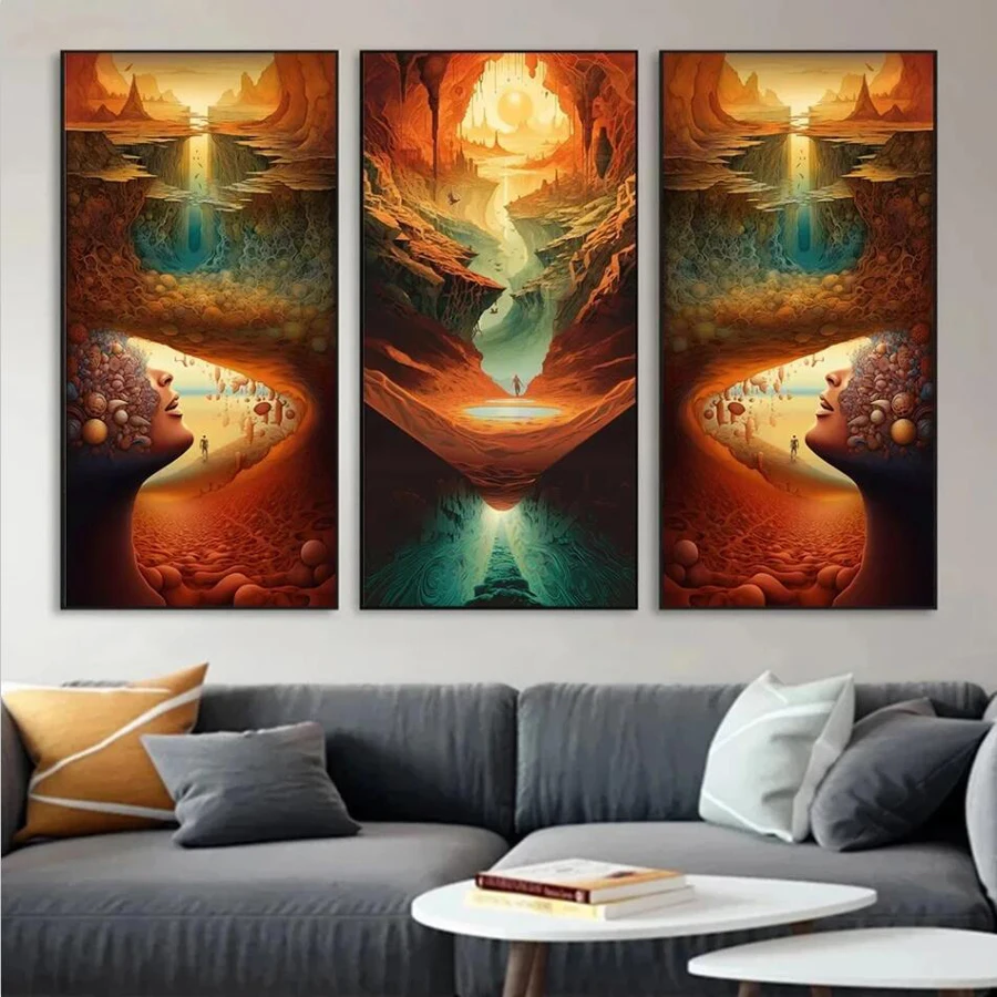 Large-Size-Diamond-Painting-Triptych-Fantasy-Canyon-Scenery-Diy-Full-Rhinestone-Embroidery ...