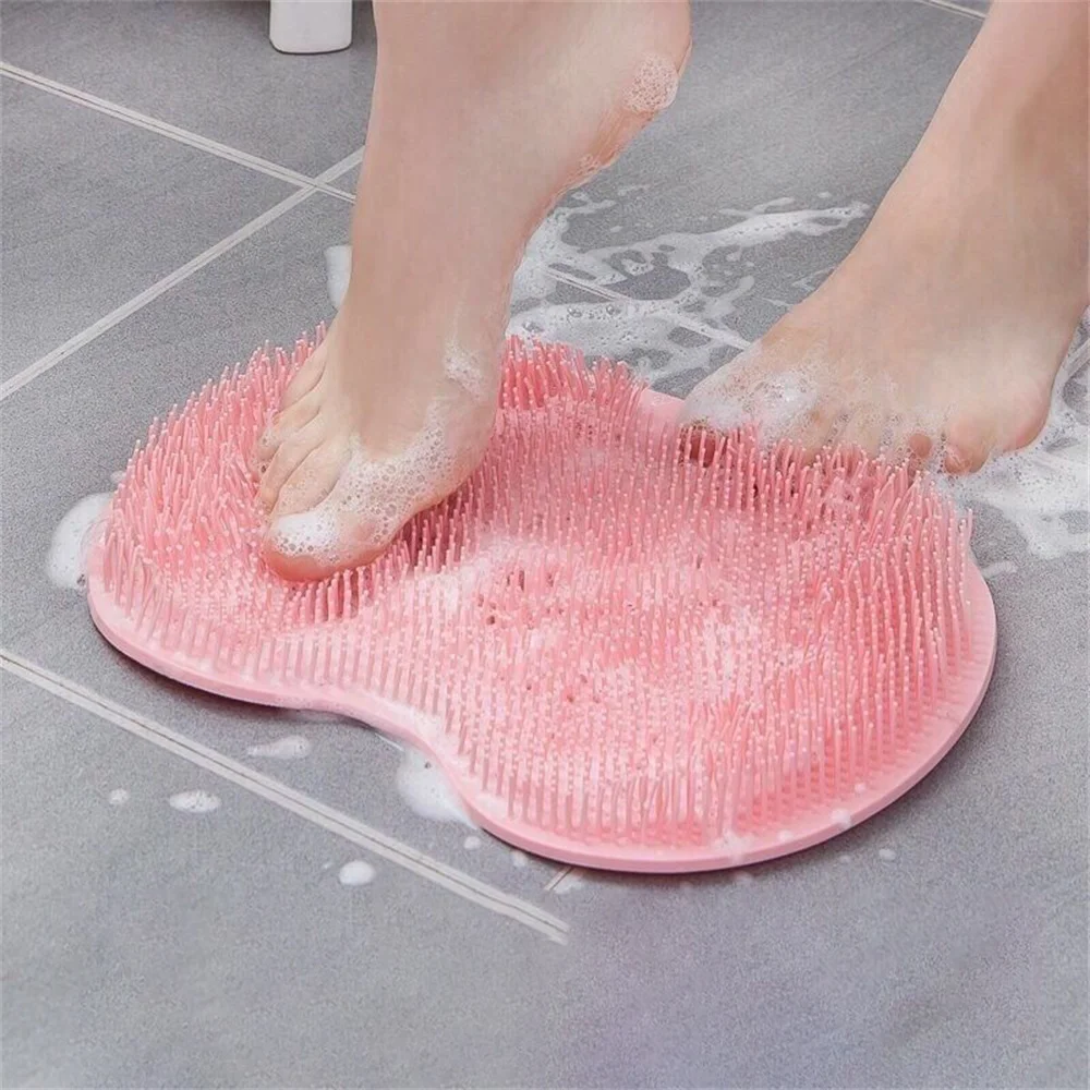 Silicone Rub Back Brush Bathroom Non-slip Wash Foot Pad Massage Shower ...