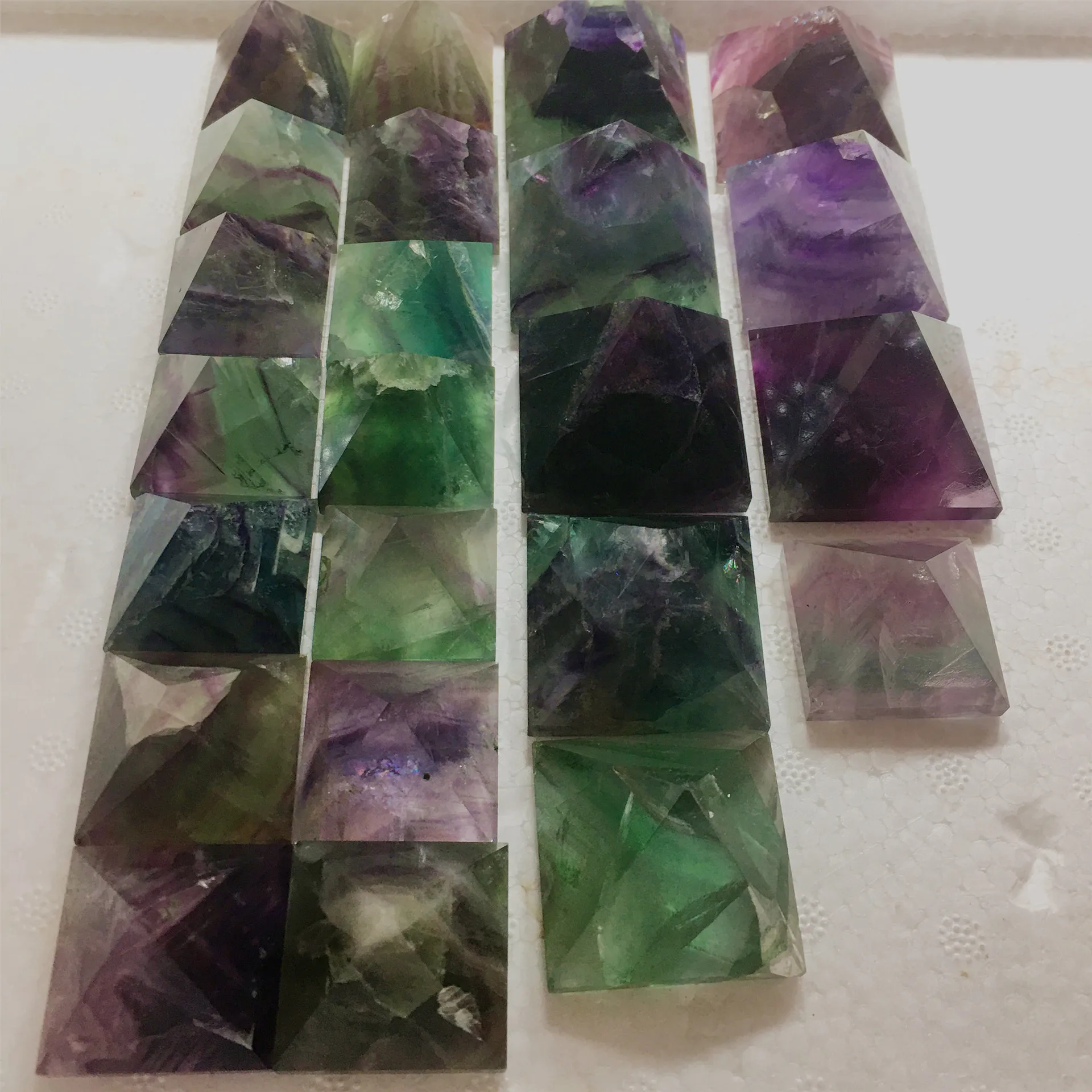 Natural Colorful Fluorite Pyramid Original Stone Home Fengshui Energy ...