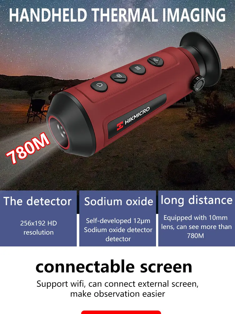 Hikmicro 열화상 단안 카메라, 열화상 카메라, 야간 투시경, 사냥 캠핑용, IP67 WiFi, 970m, LE10, LE15| | - AliExpress