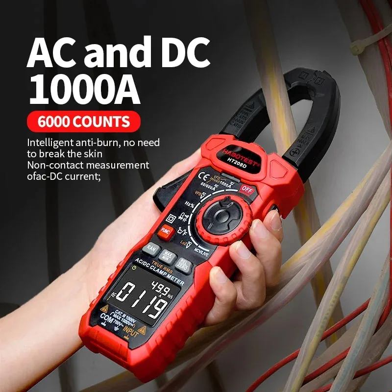 Mini-Digital-Clamp-Meter-200A-1000A-AC-DC-Current-Pliers-Ammeter-Auto ...