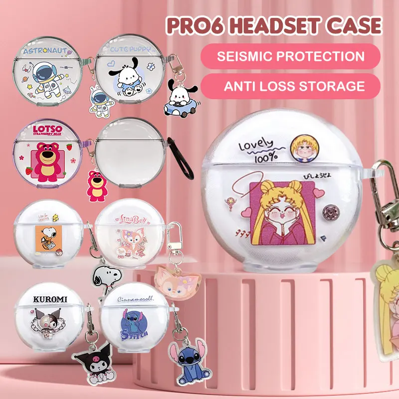 Cute Earphone Case For Air Pro 6 TWS Case Transparent Mini For Pro 6 ...