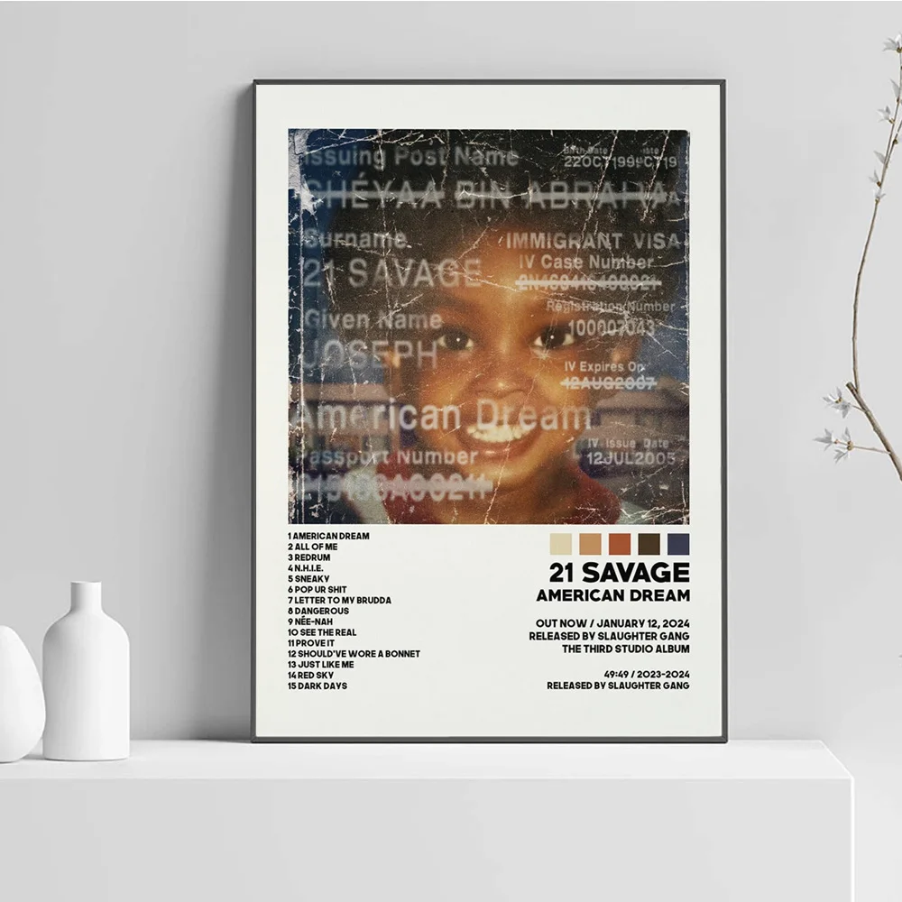 Poster-Prints-21-Savage-2024-American-Dream-Music-Album-Cover-Tracklist ...