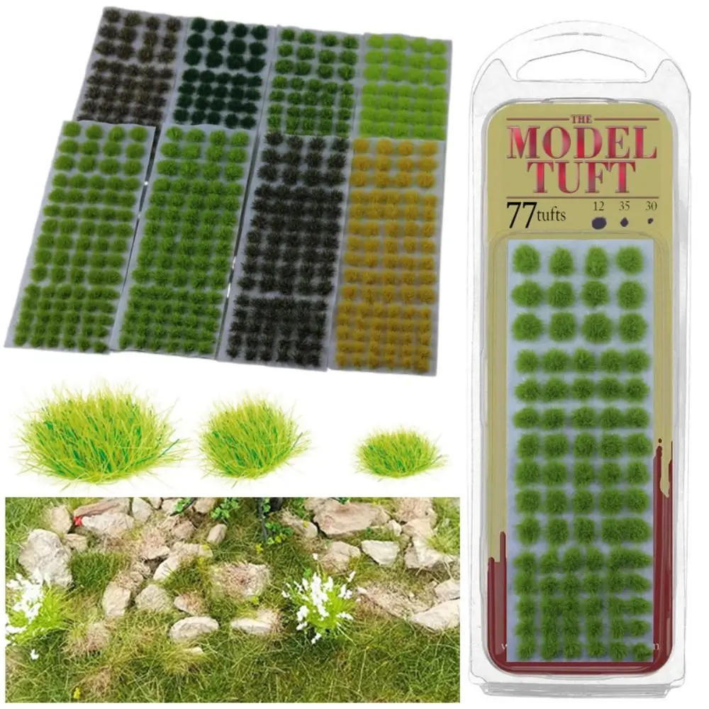 77 PCs/Set Realistic Grass Tufts Mixed Size Self Adhesive Static Grass ...