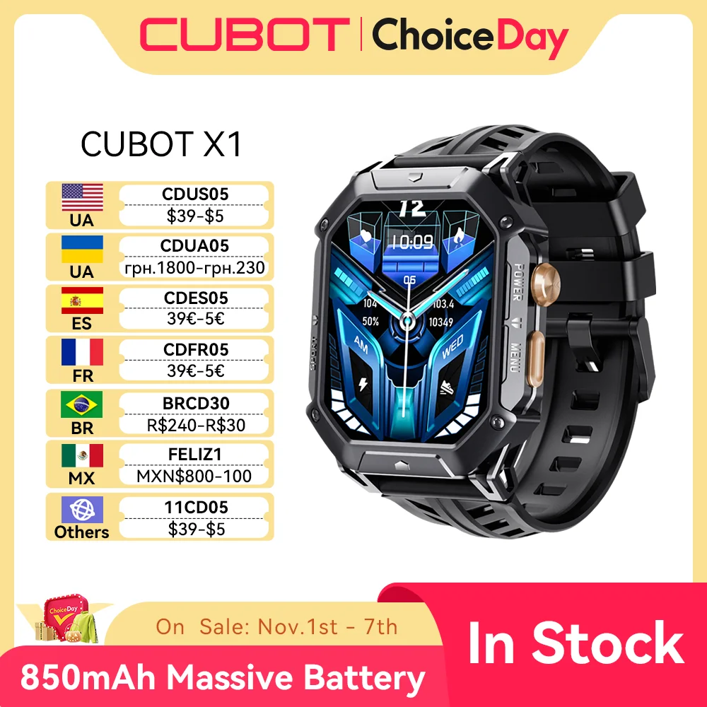 CUBOT-X1-Smart-Watch-2-13-inch-AMOLED-Screen-850mAh-Battery-Waterproof ...
