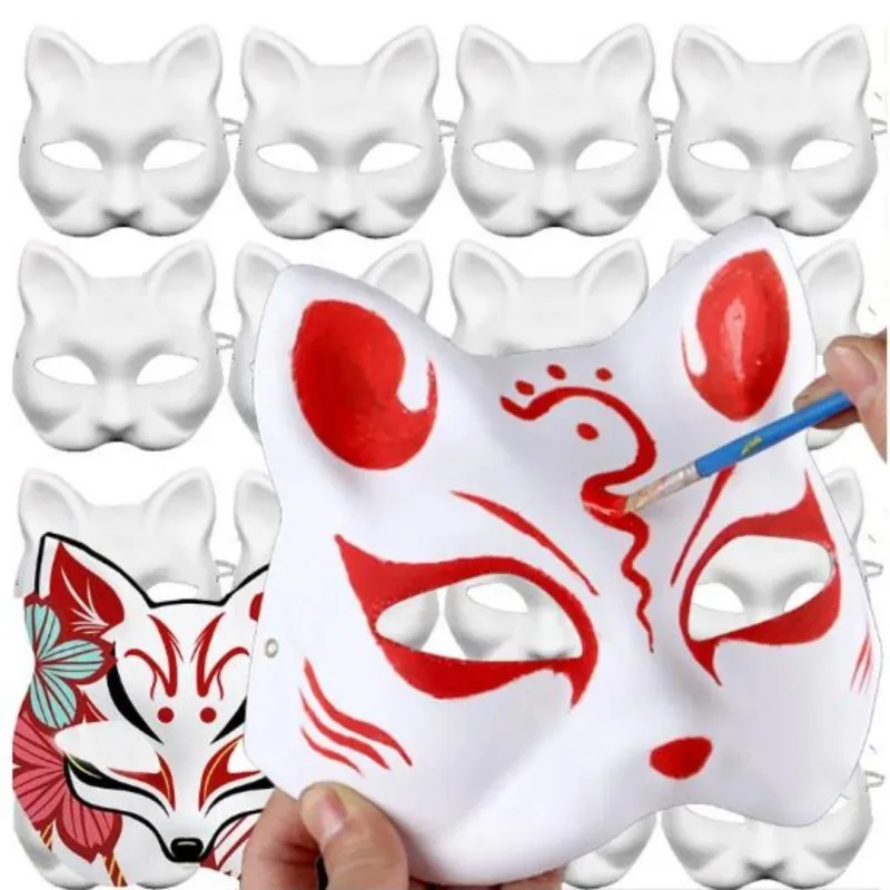 Anime-Halloween-Foxes-Mask-Japanese-Cosplay-Rave-Hand-Painted-Anime ...
