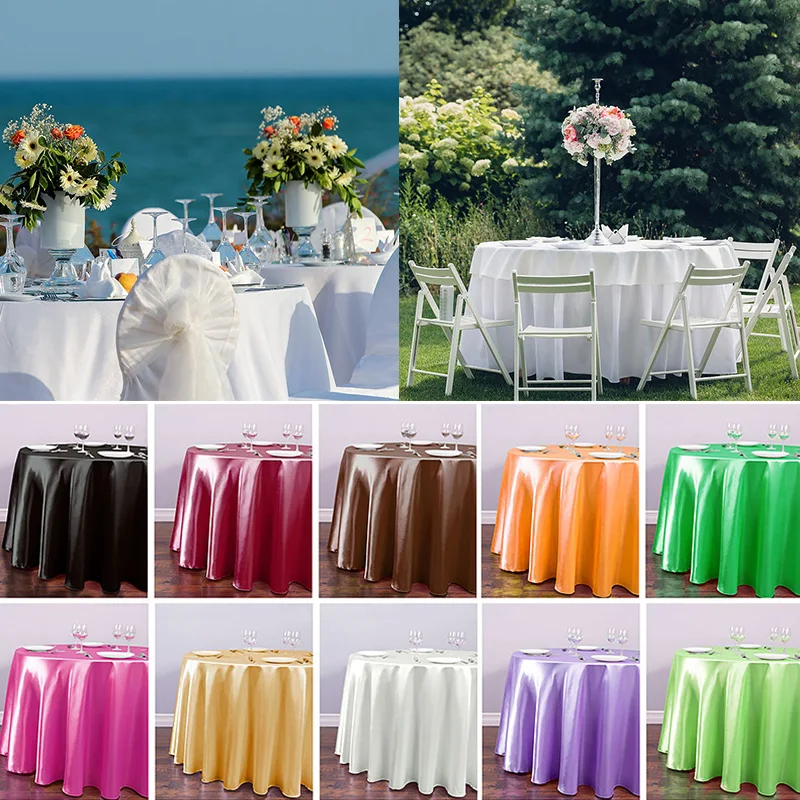 Round-Satin-Tablecloth-Solid-Color-Table-Cloth-Cover-Wedding-Banquet ...