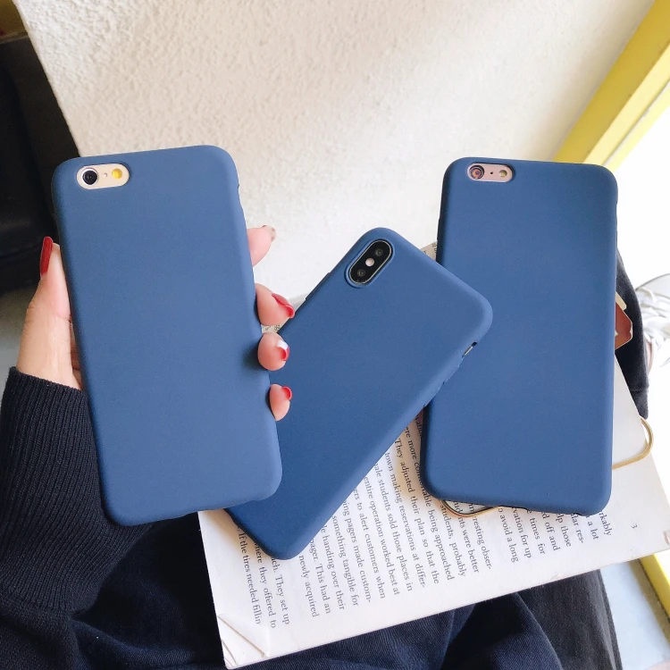 Navy Blue Solid Color Phone Case For iphone XS Max XR X 12 11 Pro Max 8 ...