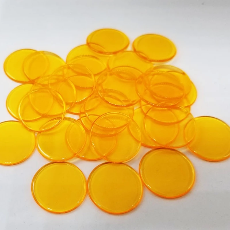 100pcs Plastic Tokens 19mm Chips Transparent Round Chips Game Currency ...