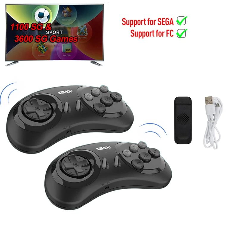 16 Bit MD Genesis Retro Game Console For Sega Genesis Built-in 4600 ...