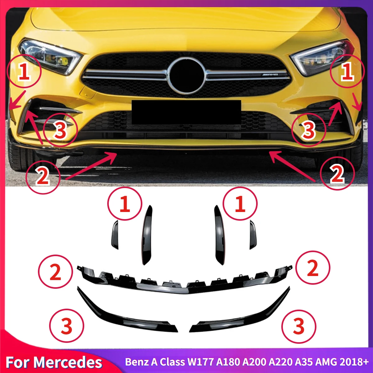 Front Bumper Diffuser Side Splitter Replacement Spoiler Lip Canards For ...