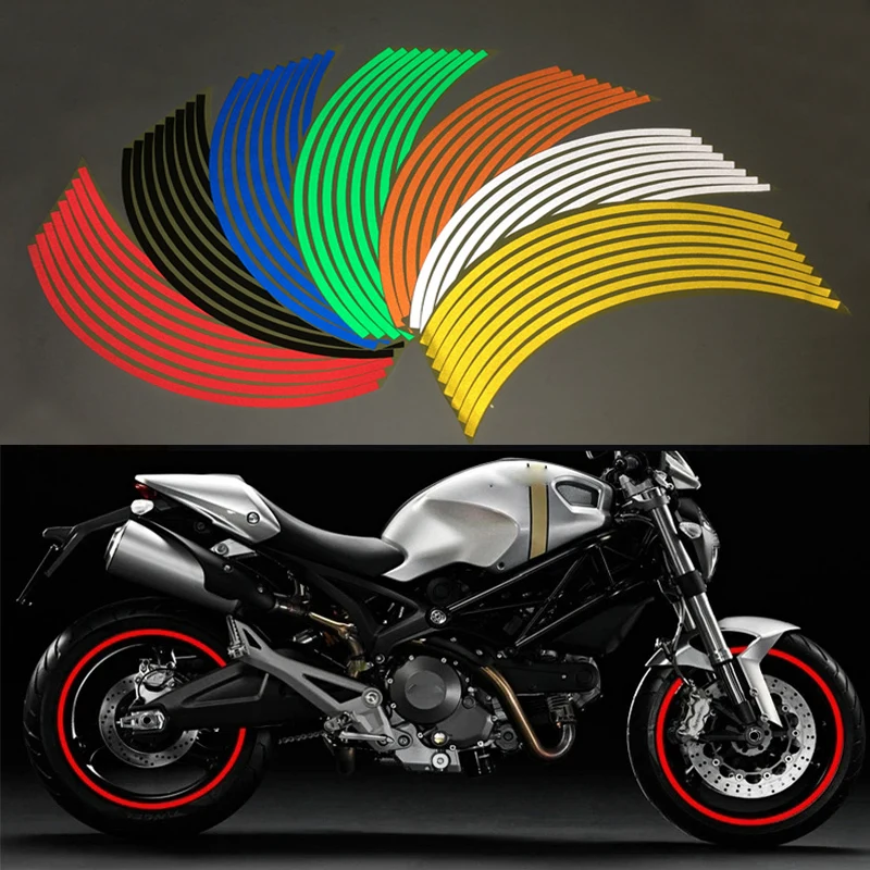 17" 18" Motorcycle Wheel Tire Reflective Sticker Waterproof Rim Stripe ...