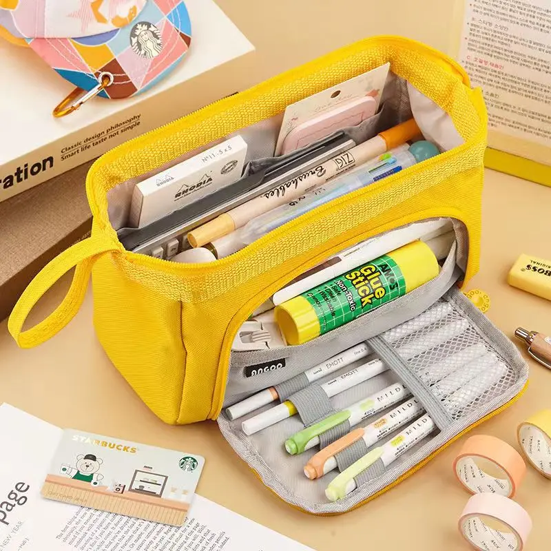 Big-Pencil-Case-Pen-Bag-Pouch-Large-Capacity-Double-Windows-School-Bags ...