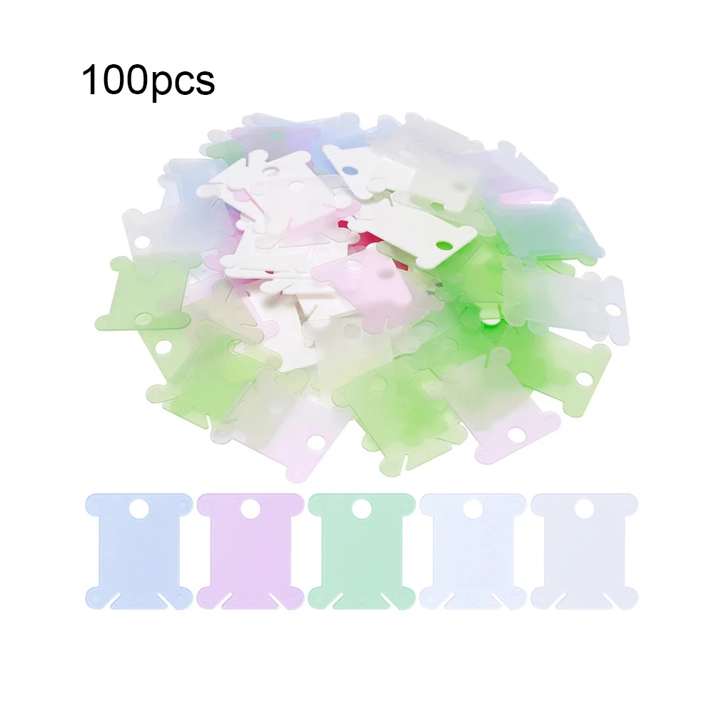 100PCS-Embroidery-Thread-holder-Plastic-Bobbins-Spool-Thread-Card ...