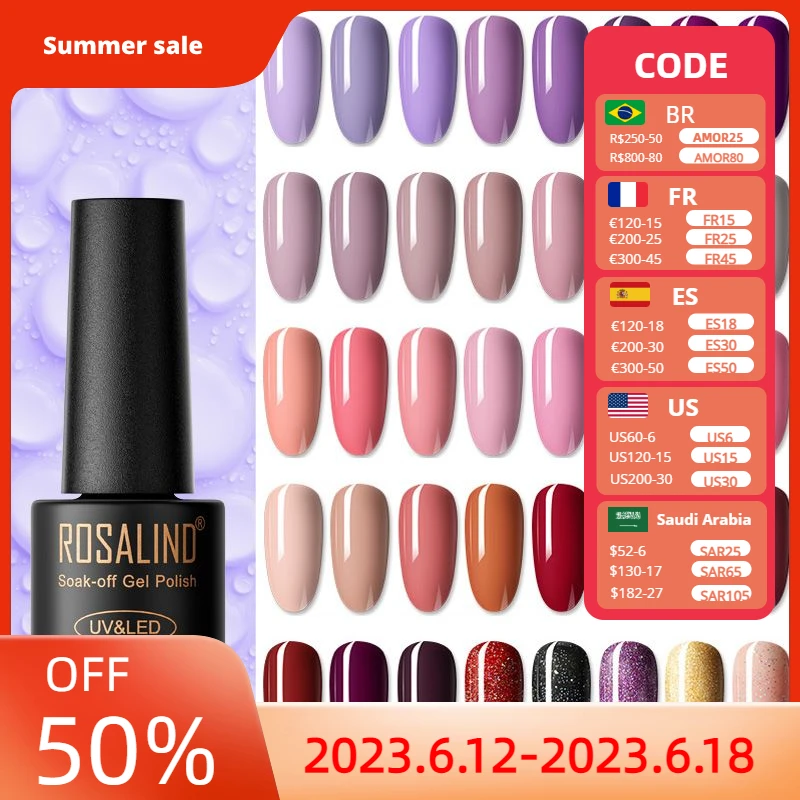 Rosalind Gel Nail Polish 80 Colors Semi Permanent Hybrid Varnishes ...
