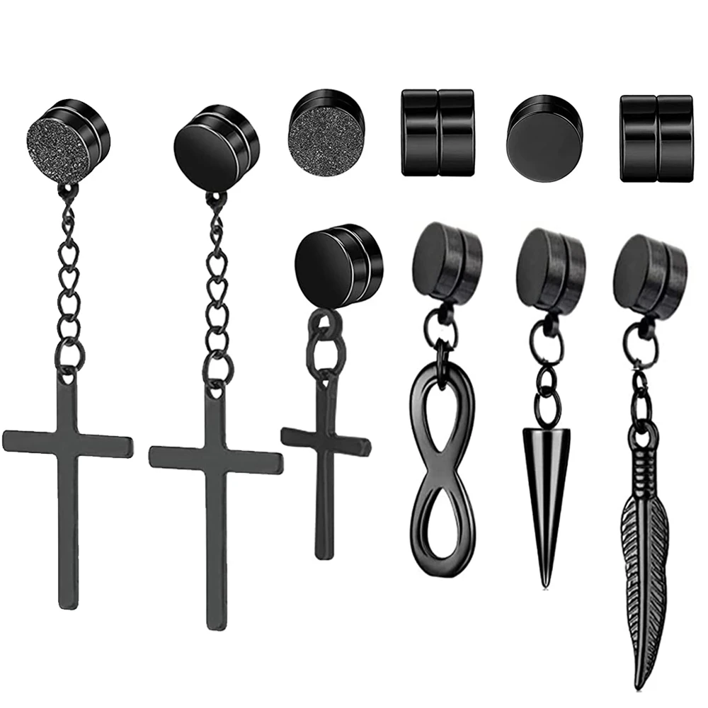 WKOUD-Punk-Mens-Strong-Magnet-Magnetic-Ear-Stud-Set-Non-Piercing ...